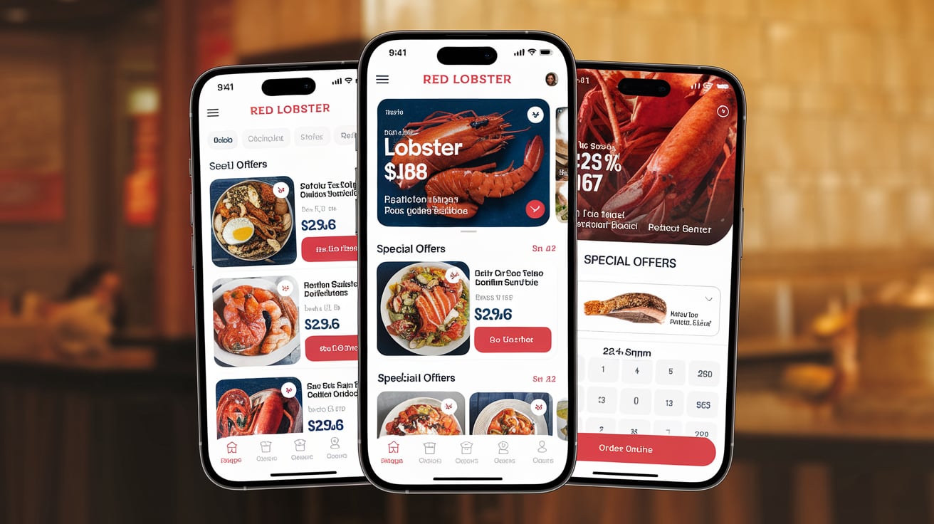 Red Lobster App Features with Rewards App, Job App